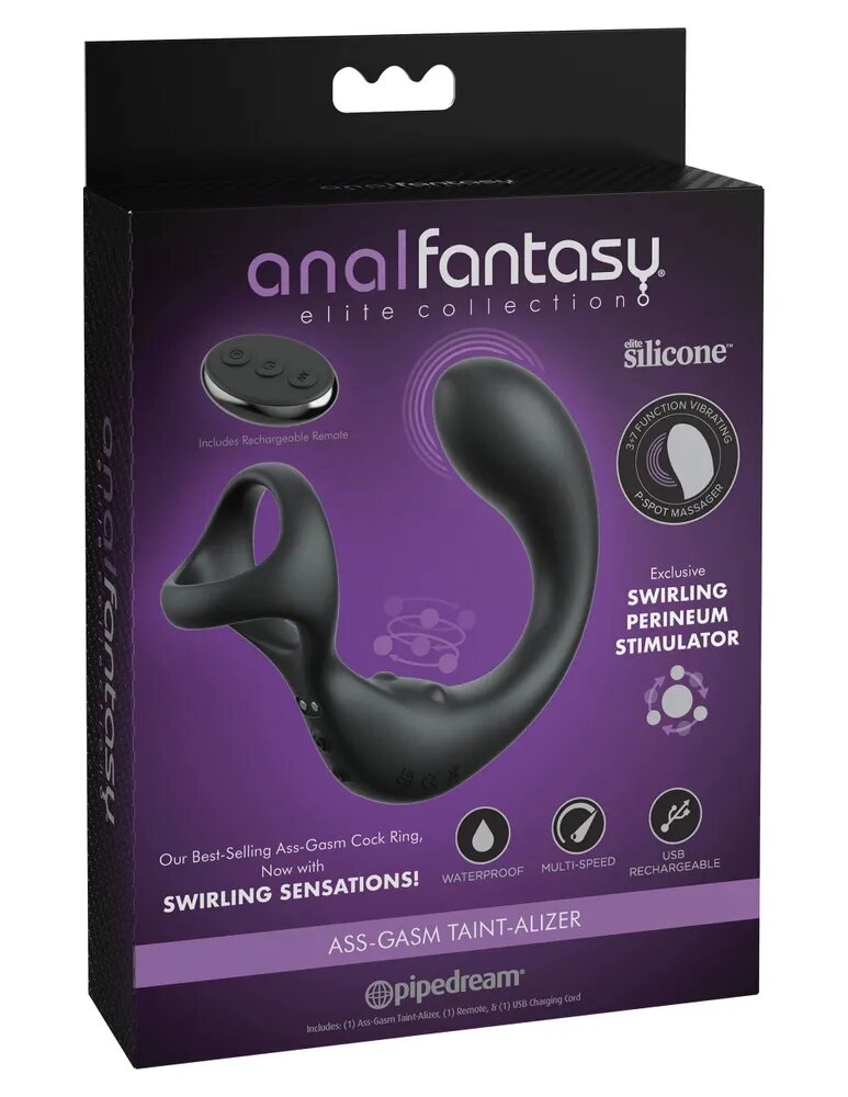 Массажер простаты с вибрацией Pipedream Anal Fantasy Elite, анальная пробка с пультом управления, черный силикон, 18+