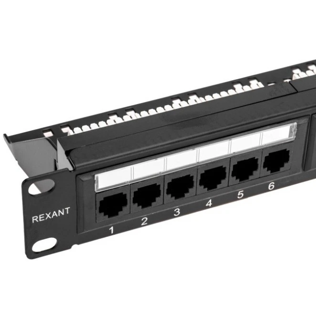 02-0031 Панель коммутационная с кабельным органайзером 19", 1U, 24 порта, UTP, RJ-45, CAT 5e REXANT PRO — фото 1