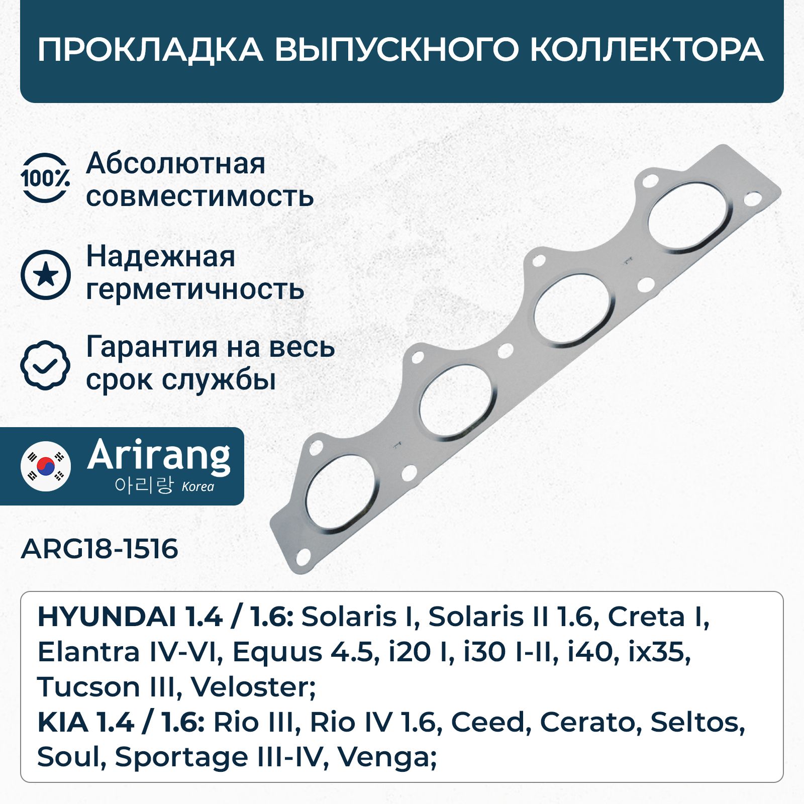 Прокладка выпускного коллектора Хендай Ай30, Элантра, Крета, Солярис, Киа Сид, Церато / OEM 285212B400