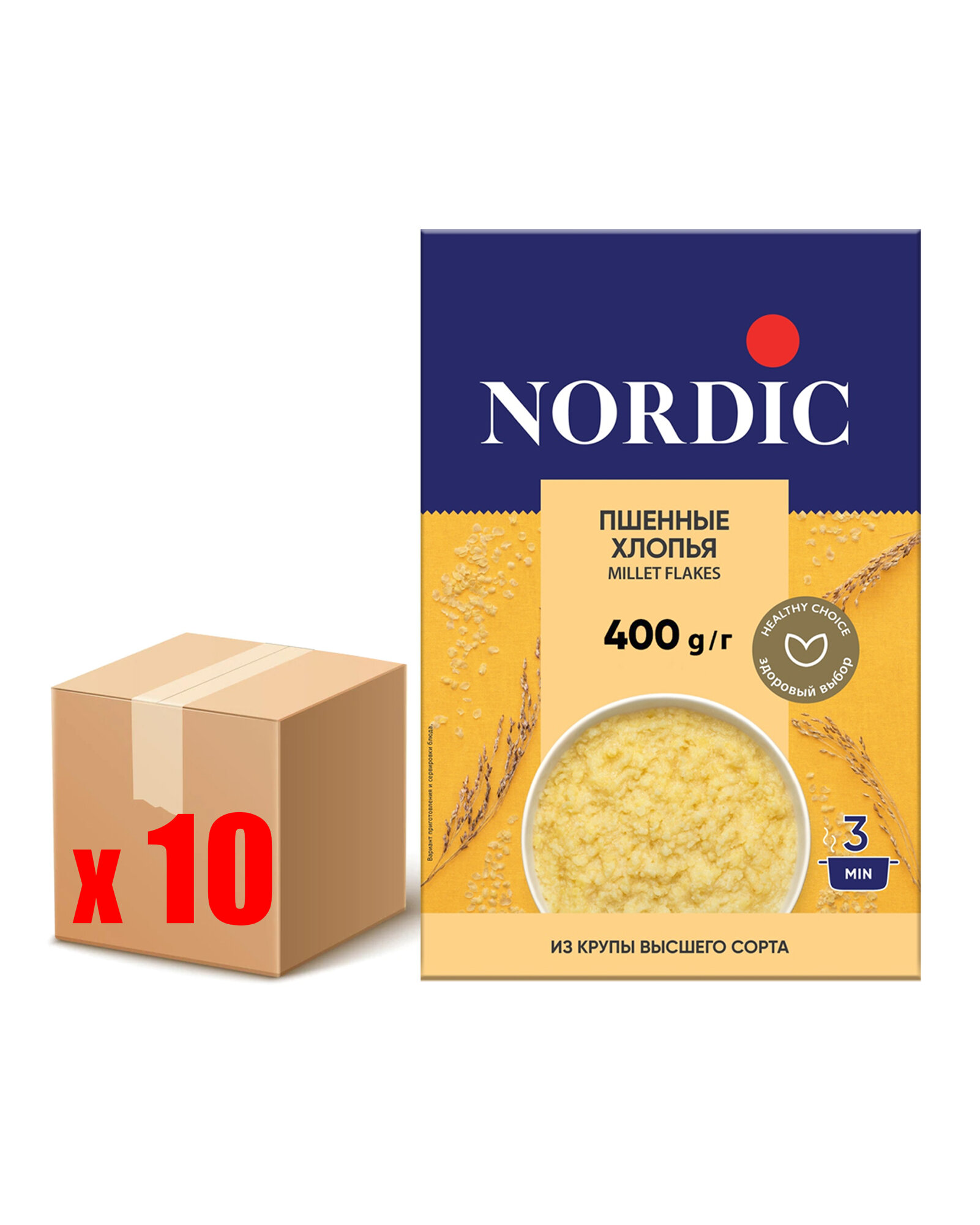 Nordic пшенные хлопья, 400г х 10шт
