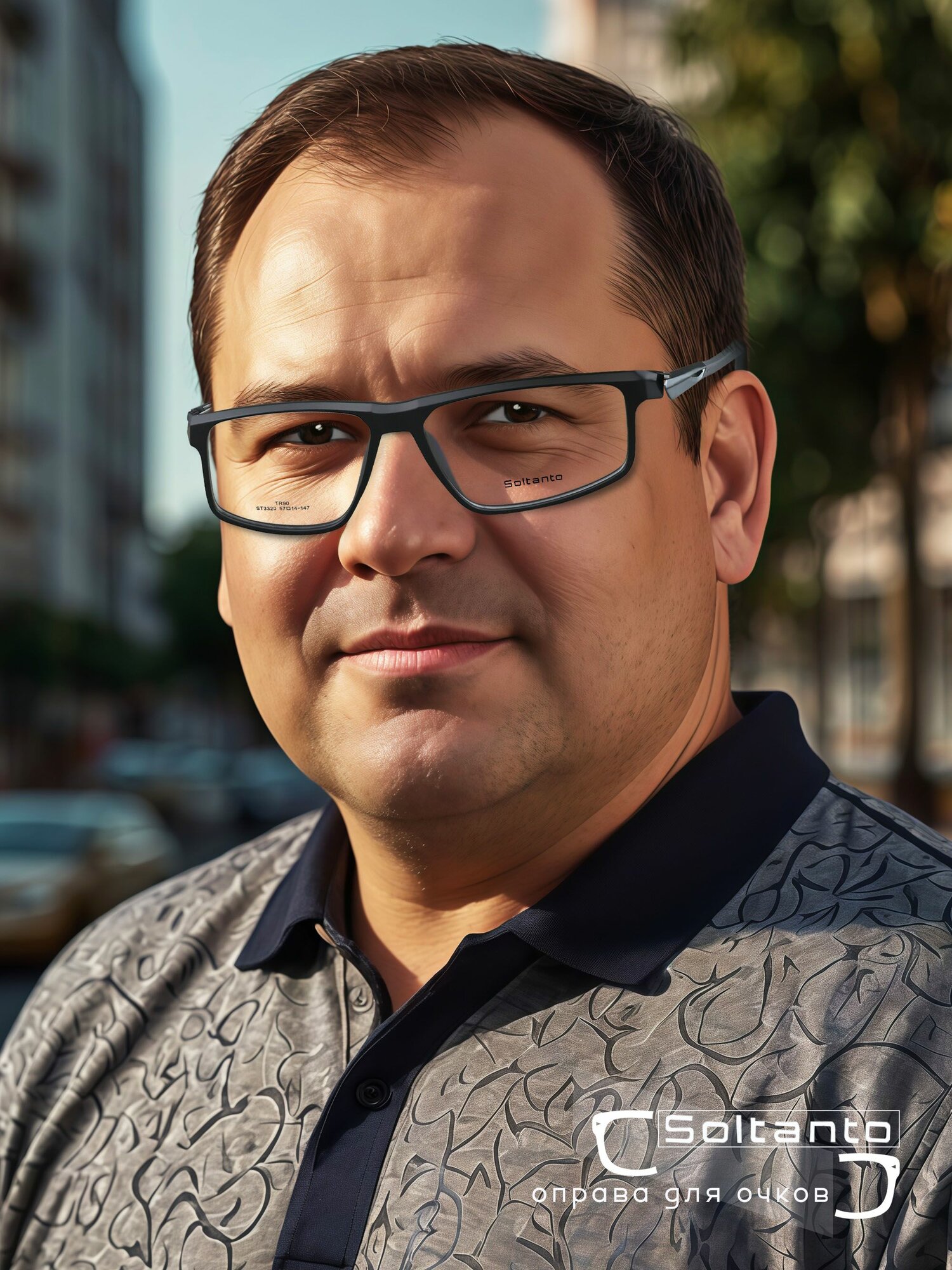 Оправа для очков "Soltanto" ST3320, пластик, прямоугольная, черная