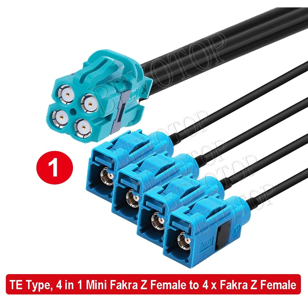 Кабель Mini Fakra Z 4-в-1 Female to 4x Female, 80CM