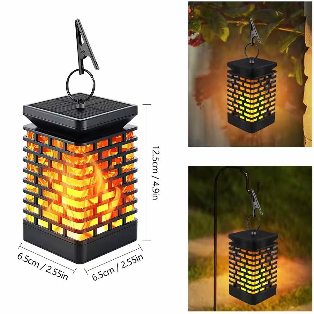 1 шт. 99 светодиода наружные подвесные солнечные светильники с батарейкой 2000 мАч, фонари с мерцающим пламенем 1700К, свет для создания атмосферы, танцующее пламя для декоративного освещения террасы