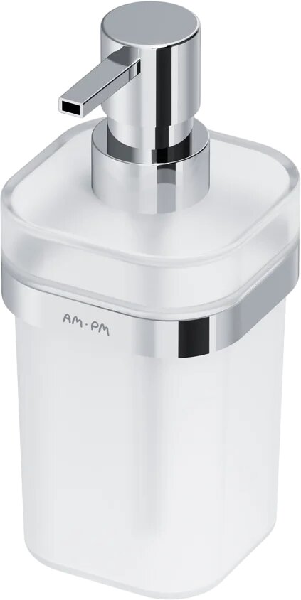 Дозатор для жидкого мыла AM.PM Func A8F36900 подвесной, механический, хром, глянцевый, матовый, стеклянный, квадратный, диспенсер для мыла