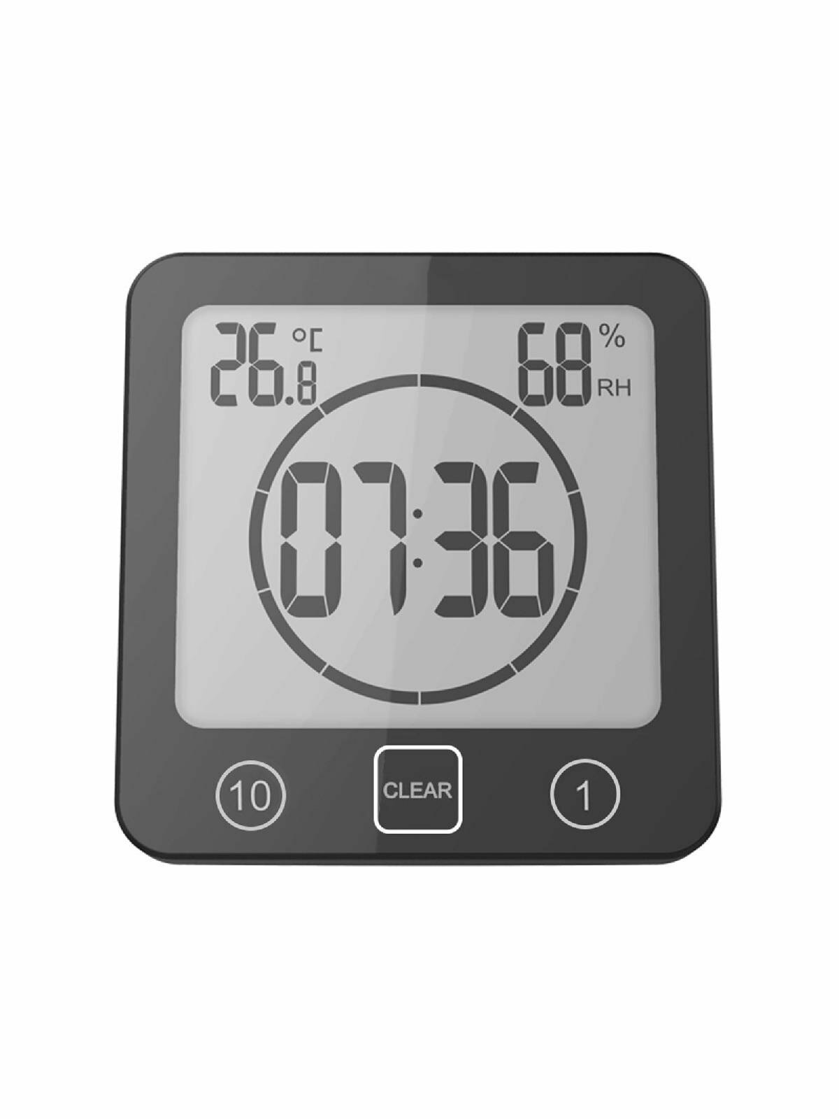 Водонепроницаемые настенные часы для ванной комнаты с обратным отсчетом 1/10 минуты, термогигрометр, кухонные часы, визуальный таймер обратного отсчета