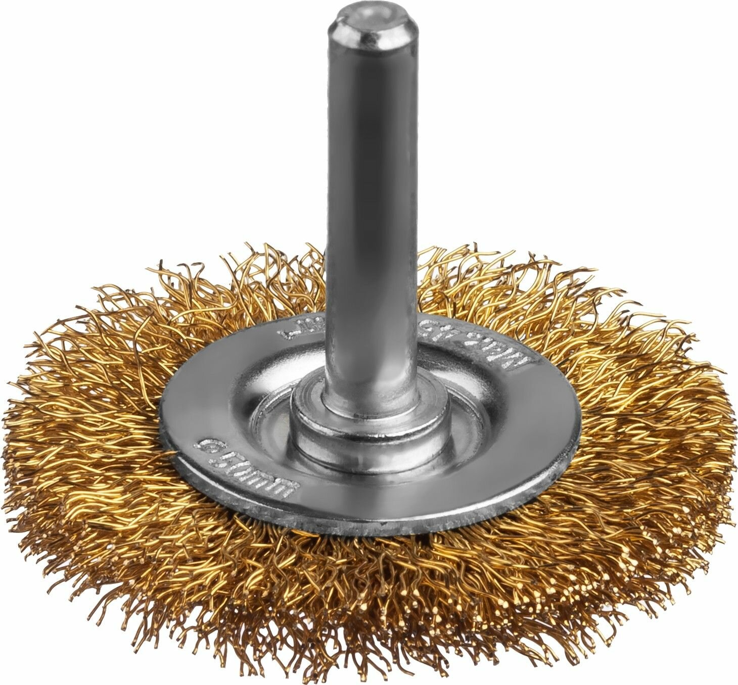 Дисковая щетка MIRAX, 50 мм, витая стальная латунная проволока 0.3 мм, для дрели 35145-050