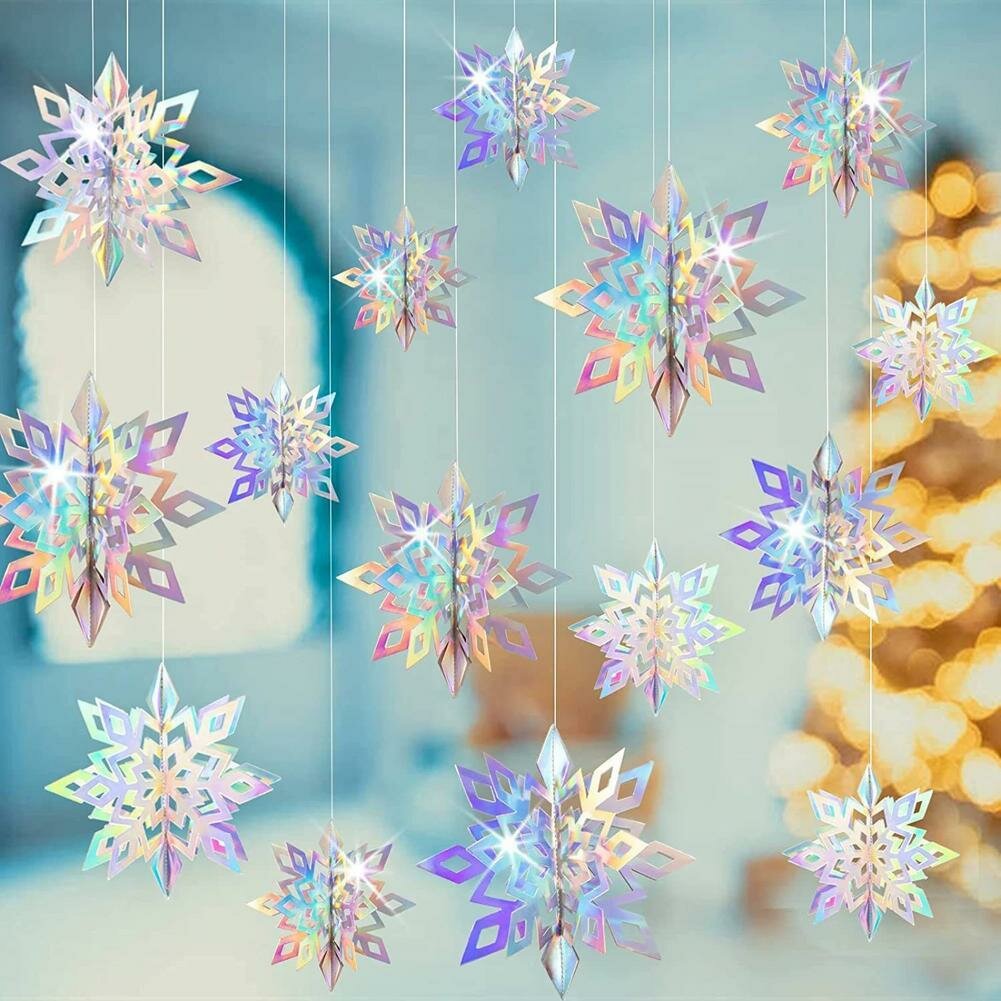 3D снежинки из бумаги для декора, набор из 6 шт новогодние и рождественские украшения