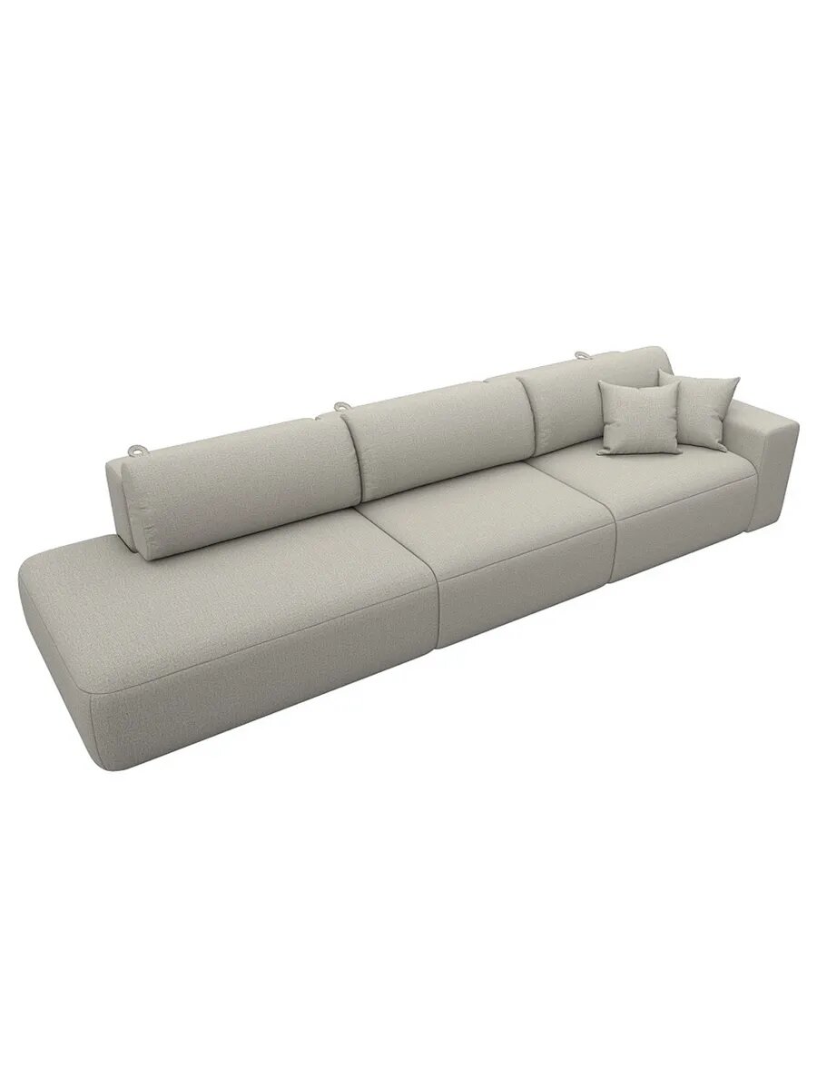 Большой прямой диван Столица со спальным местом 290х160 см, пружинный матрас, ящик для белья, подлокотник справа, рогожка