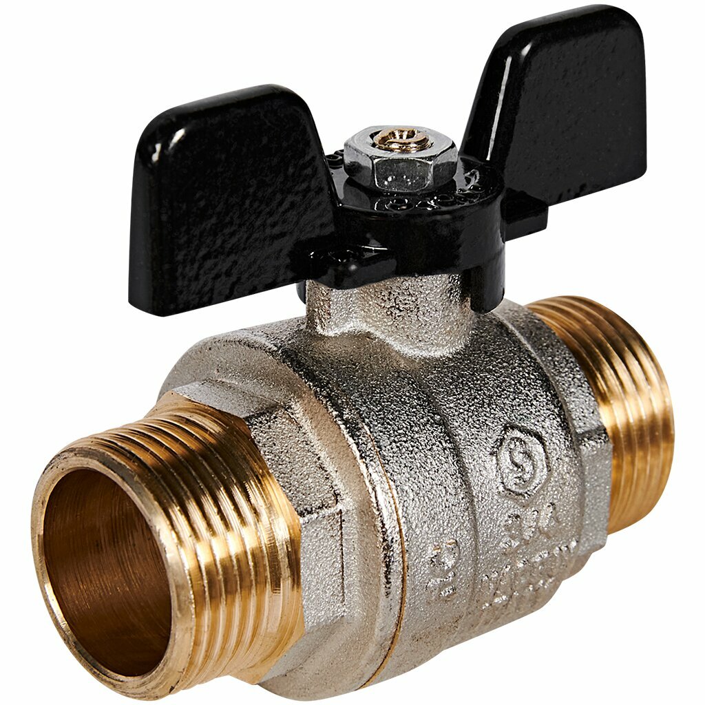 Кран шаровой 3/4" полнопроходной, НР-НР, ручка бабочка, STOUT (SVB-0006-200020)