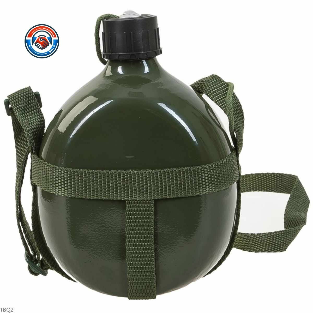 Армейская алюминиевая фляга 1 литр, олива, советская туристическая фляжка для охоты рыбалки похода и выживания с удобным креплением