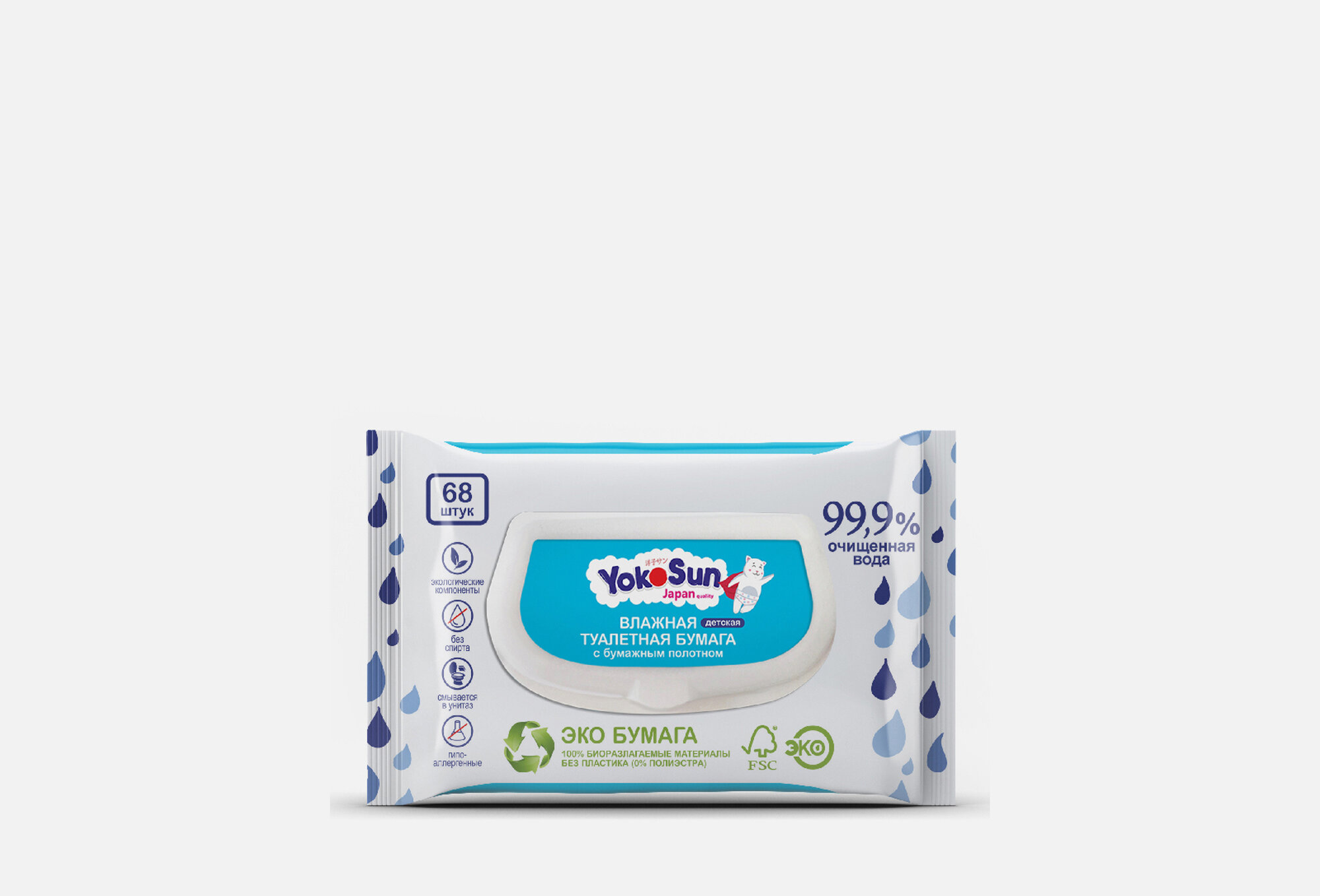 Влажная детская туалетная бумага YOKOSUN Wet Toilet Paper