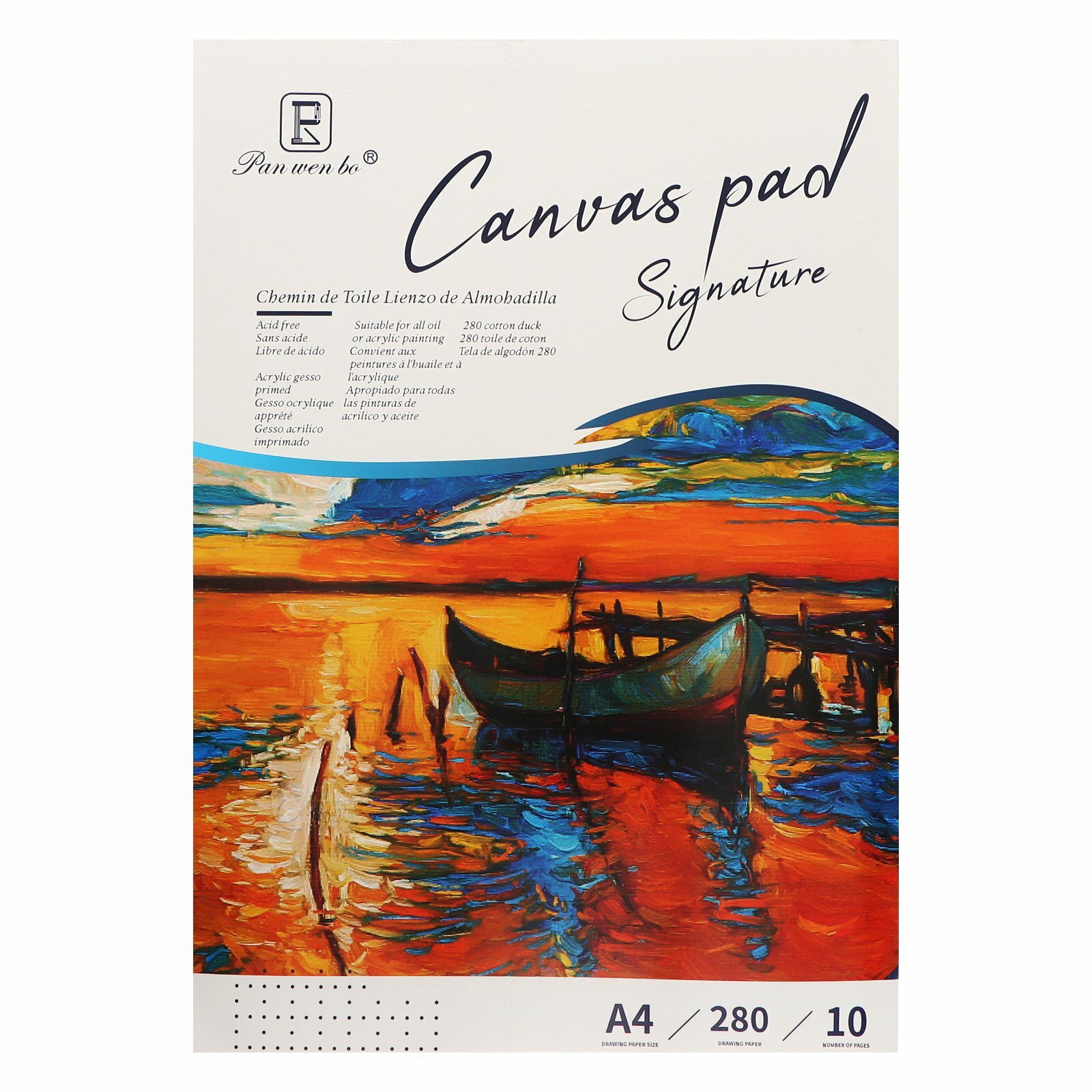 Альбом для рисования холсты грунтованные, А4, 10 листов, плотность 280 г/?2, для акрила и масла