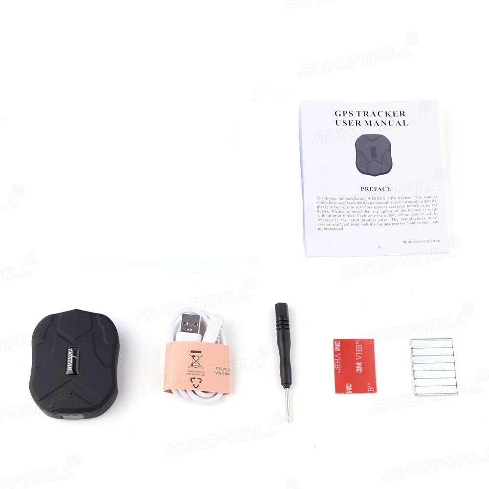 Автомобильный GPS-трекер TKSTAR MINI TK905, водонепроницаемый GPS-трекер с SOS, 1500 мАч, геозонирование, голосовой монитор, бесплатное приложение, No Box