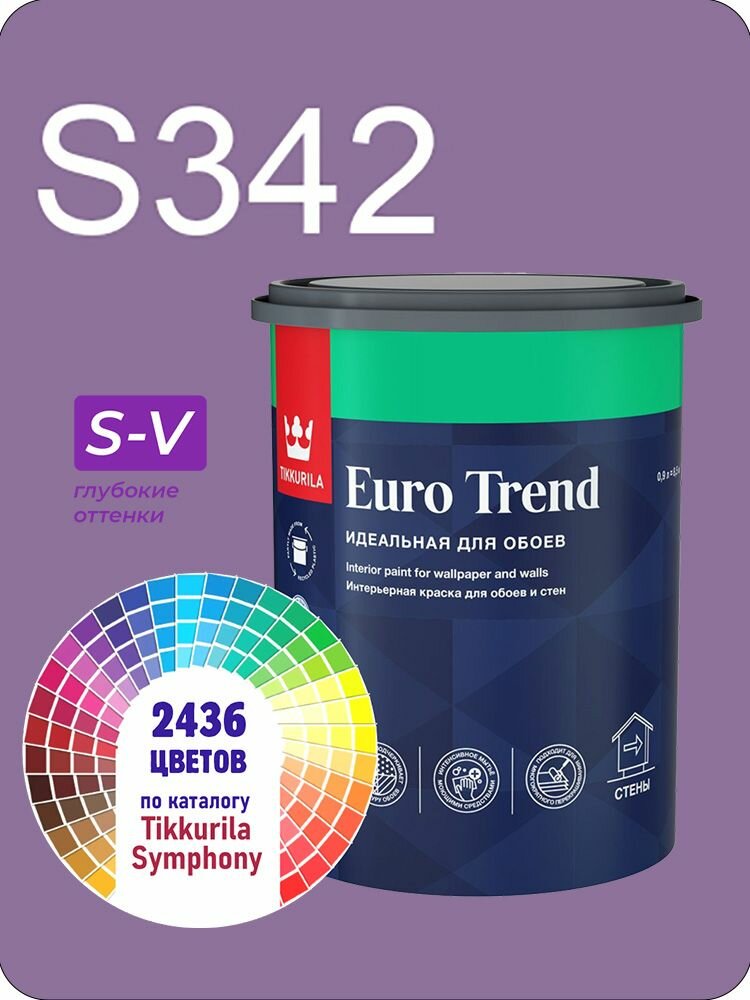 Краска для обоев Tikkurila Euro Trend 0,9л. глубокие оттенки S342