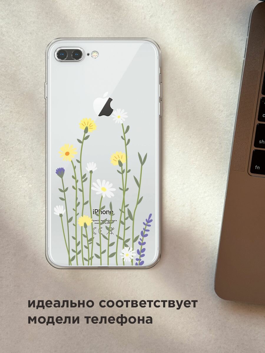 Чехол на Apple iPhone 7 Plus / Айфон 7 Плюс с принтом "Пучок полевых цветов", прозрачный — фото 1