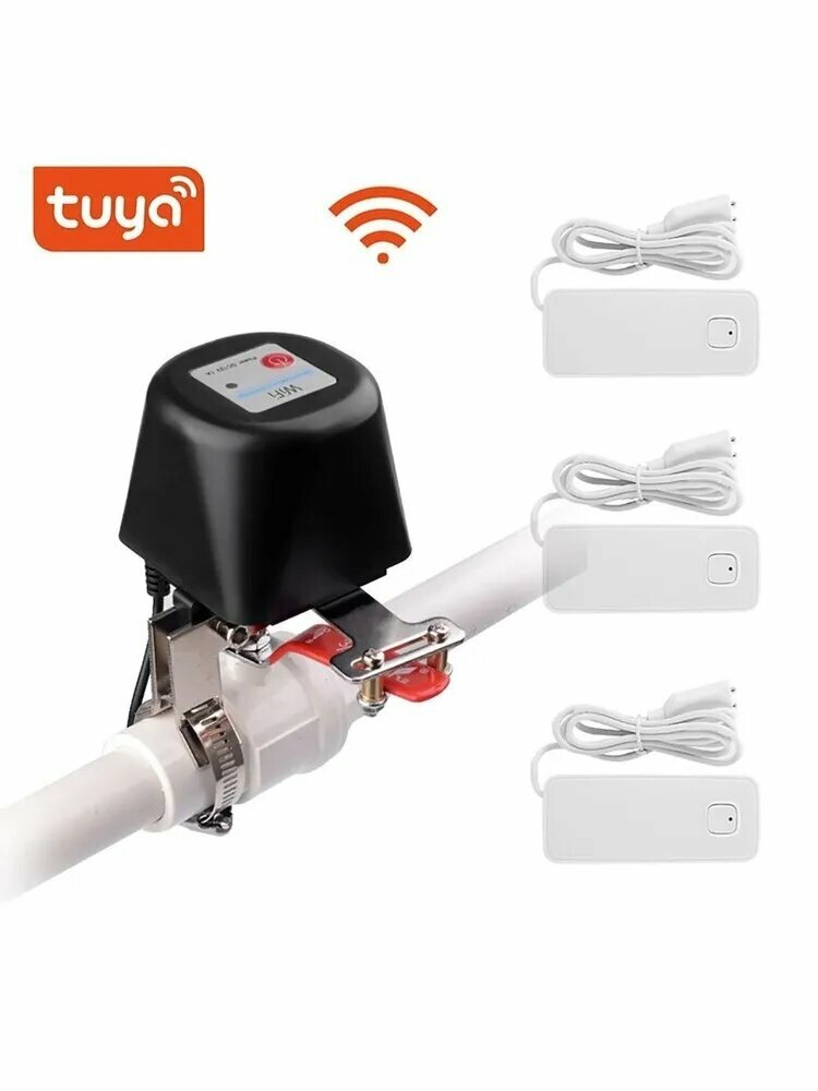1/2, 3/4, 1 дюйм wifi универсальный контроллер клапана с 3pcs датчик воды tuya смарт или смарт жизни контроль приложение