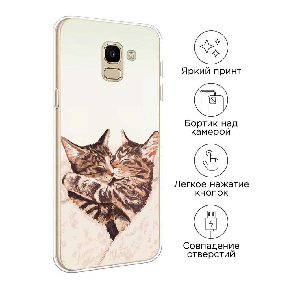 Чехол на Samsung Galaxy J6 2018 / Самсунг Галакси Джей 6 2018 с принтом "Влюбленные котейки - 14 февраля" — фото 1