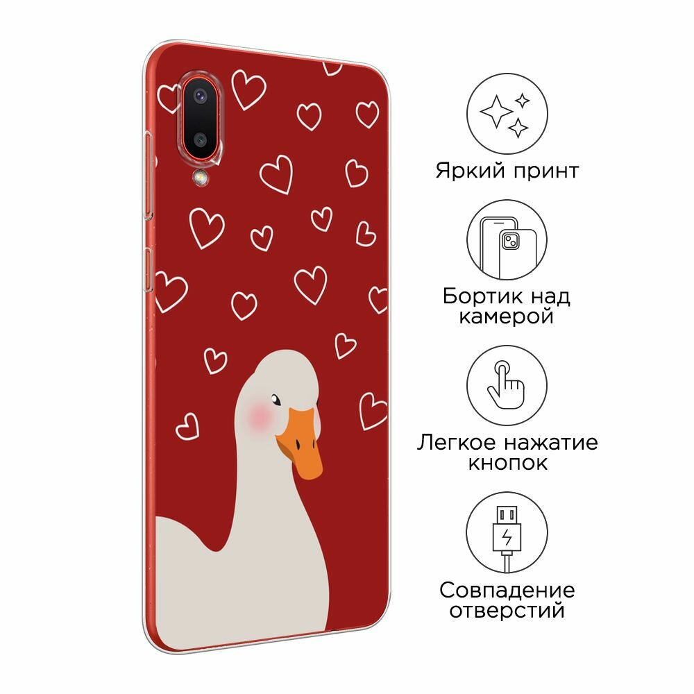 Чехол на Samsung Galaxy A02 / Самсунг Галакси А02 с принтом "Влюблённый гусь 1 - 14 февраля" — фото 1