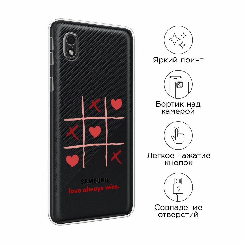 Чехол на Samsung Galaxy A01 Core / Самсунг Галакси А01 Core с принтом "love always wins - 14 февраля", прозрачный — фото 1