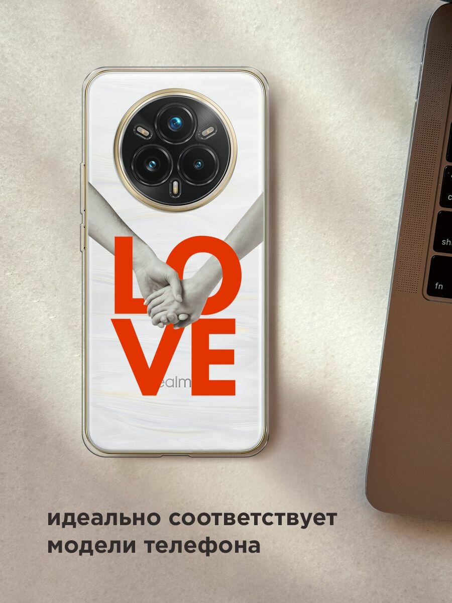 Чехол на Realme 14 Pro+ / Реалми 14 Про+ с принтом "Love holding hands - 14 февраля", прозрачный — фото 1