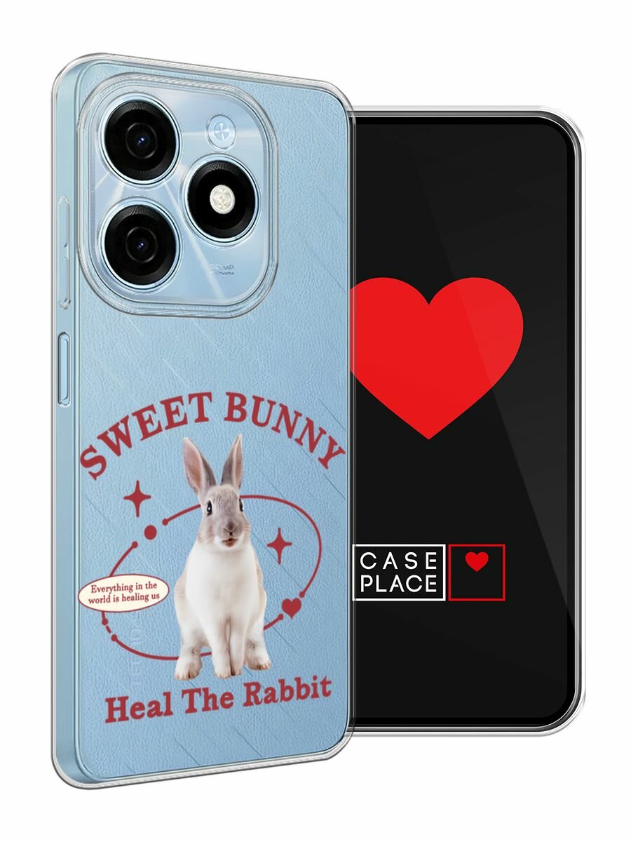 Чехол на Tecno Spark 20 / Текно Спарк 20 с принтом "Heal the rabbit", прозрачный — фото 1