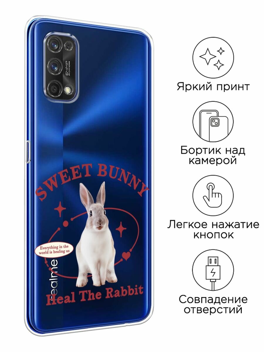Чехол на Realme 7 Pro / Реалми 7 Про с принтом "Heal the rabbit", прозрачный — фото 1