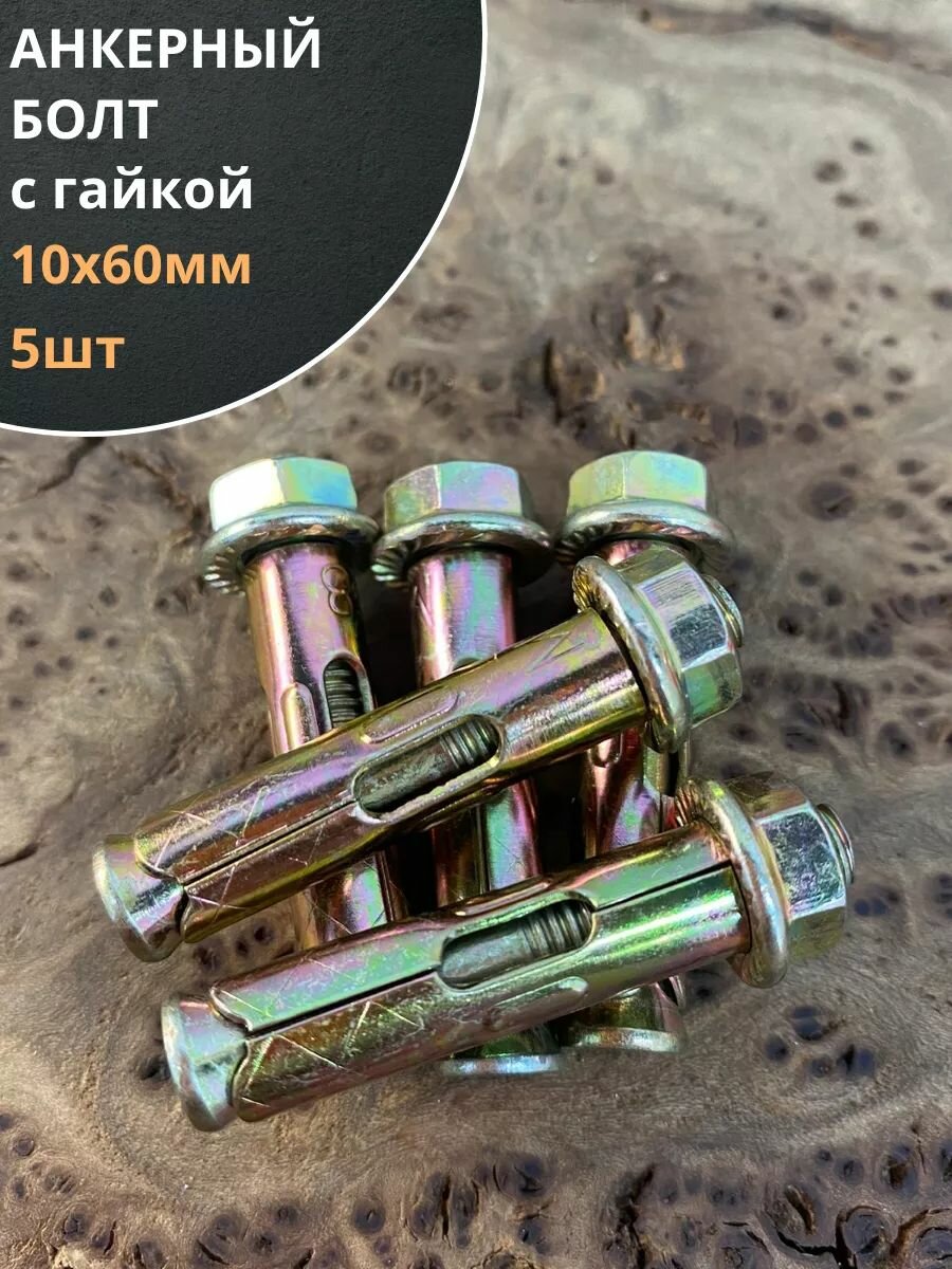 Анкерный болт с гайкой 10x60 мм (5 шт.)