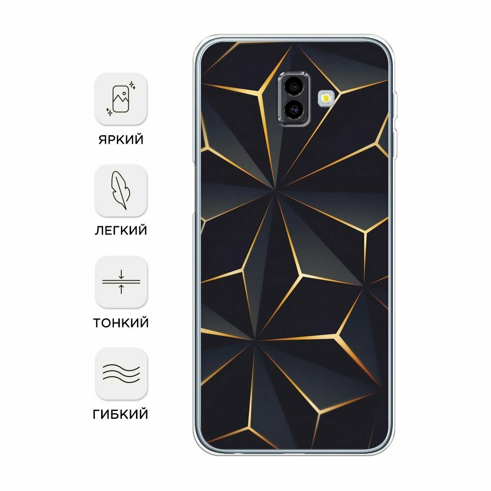 Чехол на Samsung Galaxy J6 + / Самсунг Галакси J6 Плюс 2018 с принтом "Черные полигоны" — фото 1