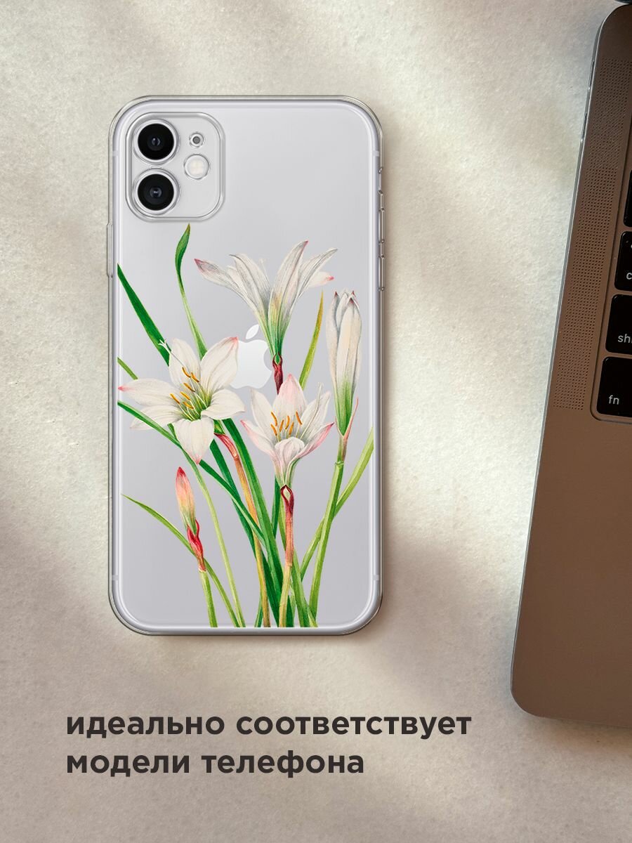 Чехол на Apple iPhone 11 / Айфон 11 с принтом "White lily", прозрачный — фото 1