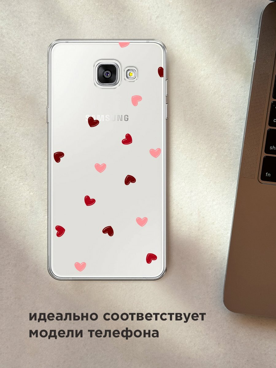 Чехол на Samsung Galaxy A5 2016 / Самсунг Галакси А5 2016 с принтом "Бордовые сердечки 2" — фото 1