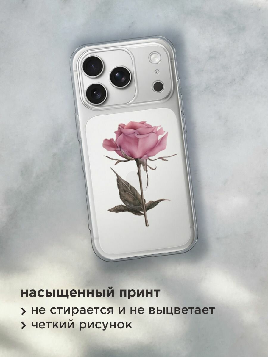 Чехол на Apple iPhone 17 Pro / Айфон 17 Про с принтом "Меланхоличная роза", прозрачный — фото 1