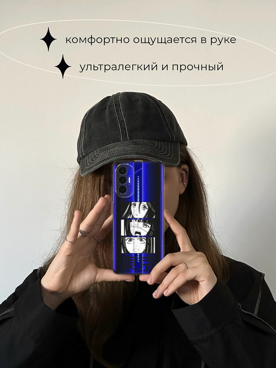 Чехол на Tecno Pova 3 / Текно Пова 3 с принтом "Tokyo girls", прозрачный — фото 1