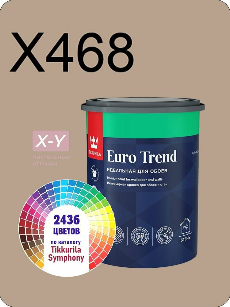 Краска для обоев Tikkurila Euro Trend 0,9л. пастельные оттенки X468