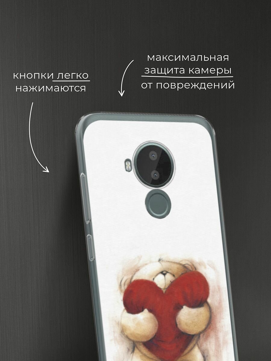 Чехол на Nokia C30 / Нокия C30 с принтом "Мишка с сердцем 1" — фото 1
