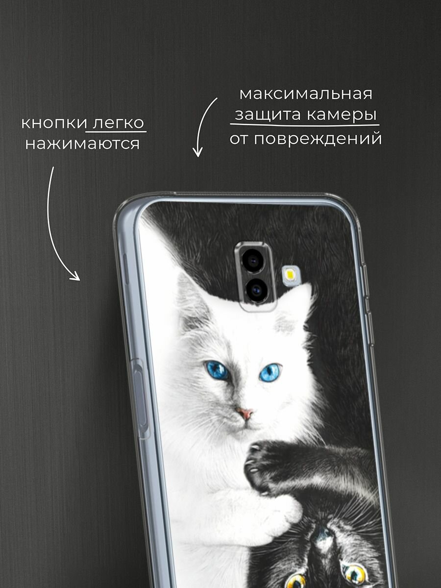 Чехол на Samsung Galaxy J6 + / Самсунг Галакси J6 Плюс 2018 с принтом "Коты Инь-Янь" — фото 1
