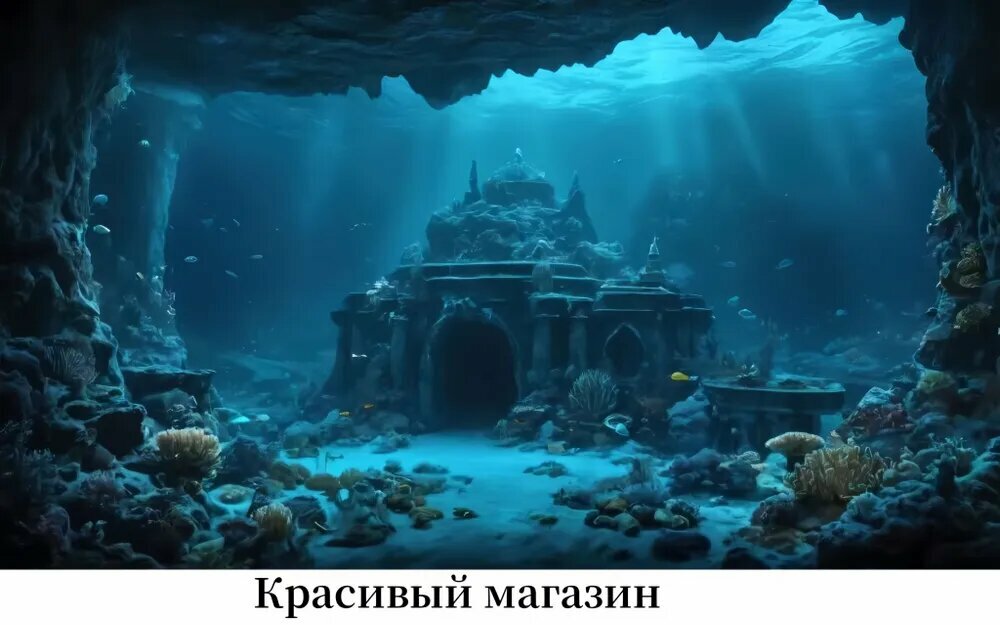 Фон для аквариума Декорации Подводные пещеры, 70x50cm, самоклеящаяся пленка