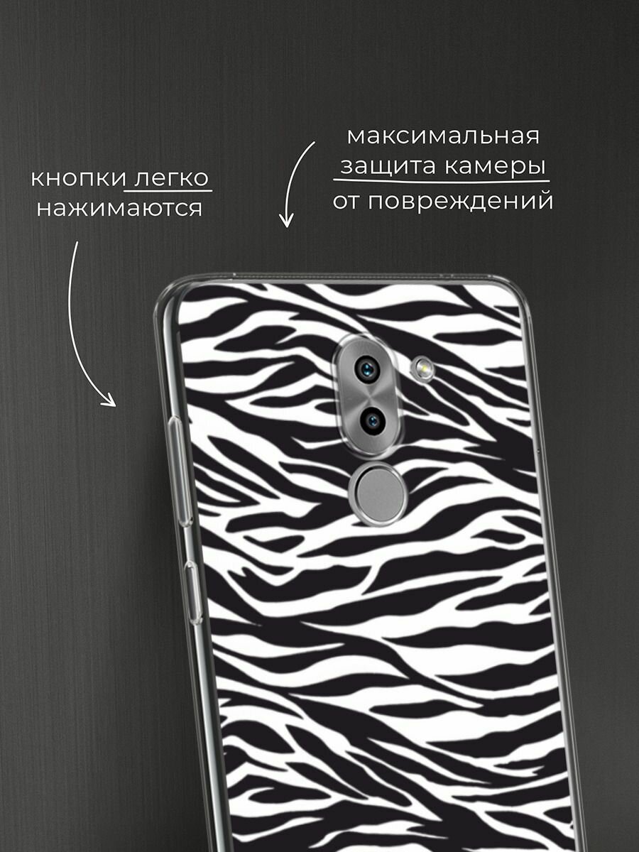 Силиконовый чехол на Honor 6X / Хонор 6Х с принтом "Принт зебра" — фото 1