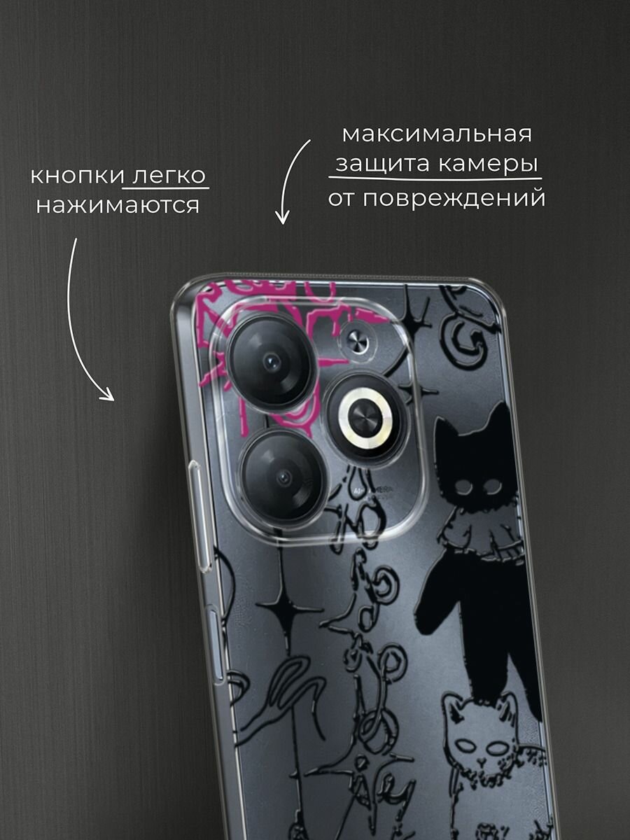 Чехол на Infinix Smart 8/8 HD/HOT 40i / Инфиникс Смарт 8/8 HD/HOT 40i с принтом "Готические котики" — фото 1