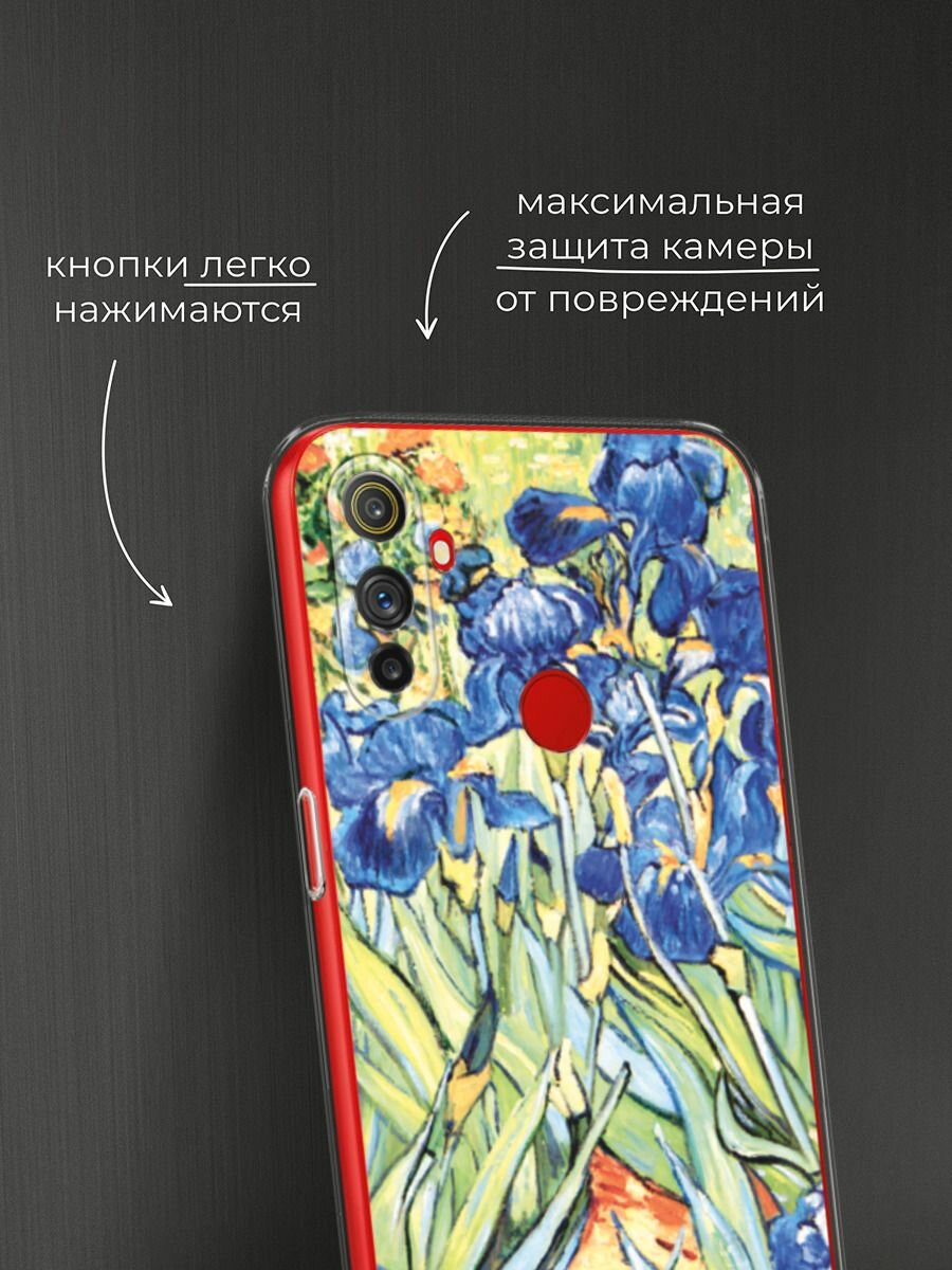 Силиконовый чехол на Realme C3 / Реалми C3 с принтом "Ирисы Ван Гог" — фото 1