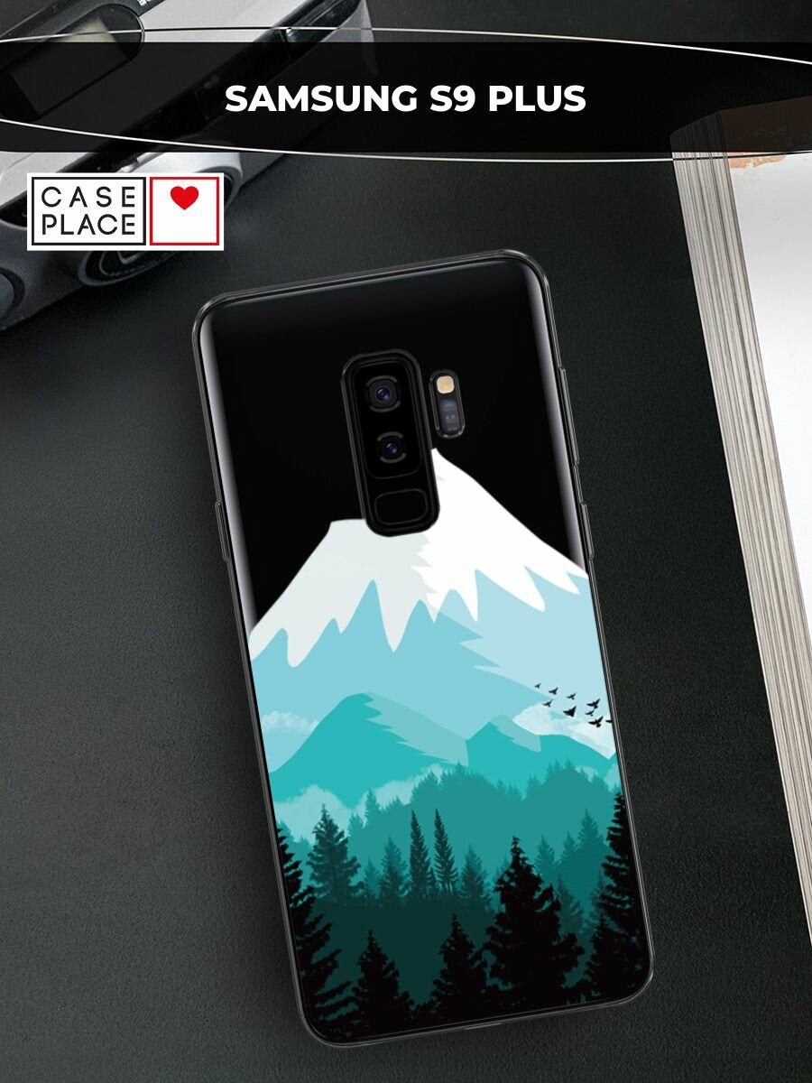 Чехол на Samsung Galaxy S9 + / Самсунг Галакси С9 Плюс с принтом "Синяя снежная гора", прозрачный