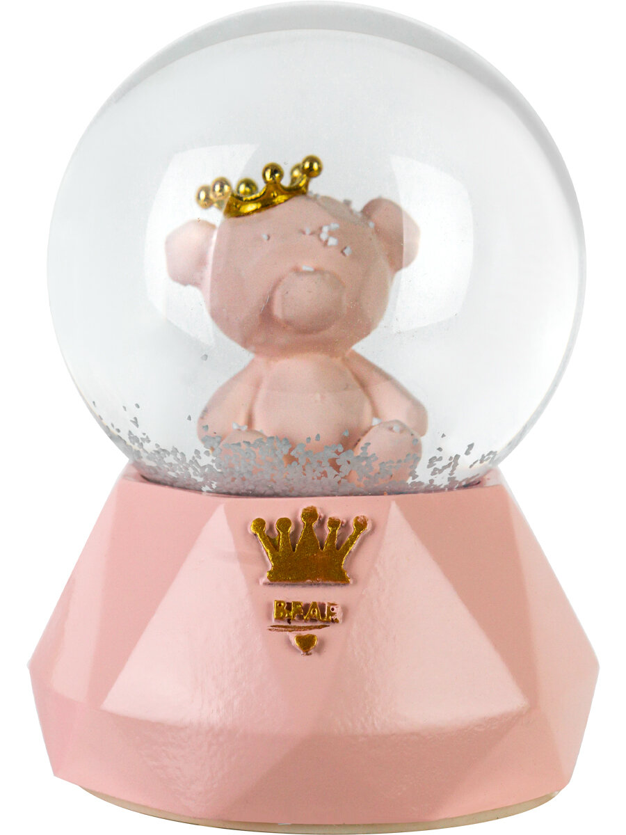 Снежный шар MILAND "Мишка", розовый, музыкальный, стекло, 8 см