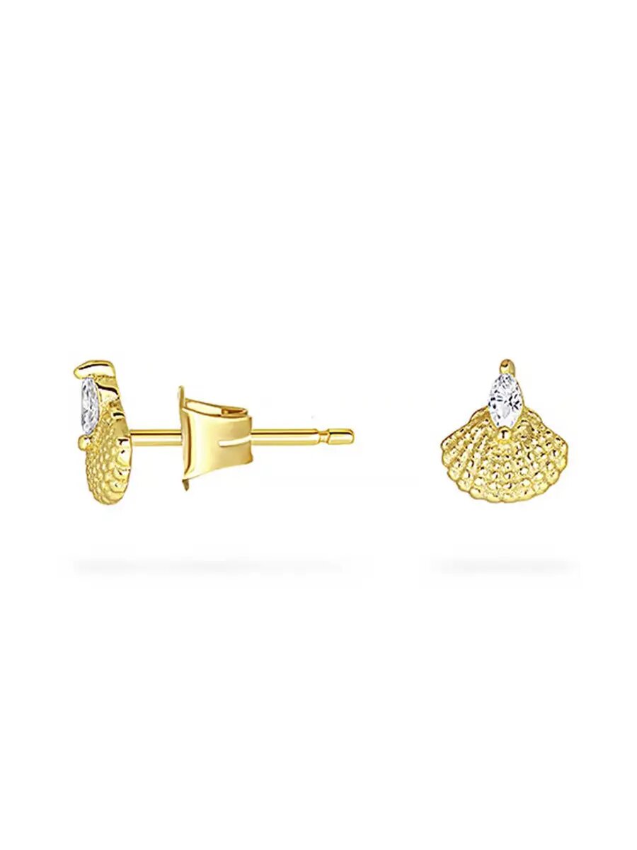 Серьги пусеты, серебро, 925 проба, фианит