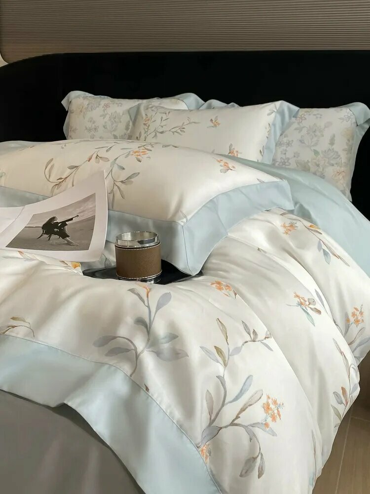 Комплект постельного белья, Тенсель, Евро, наволочки 48x74