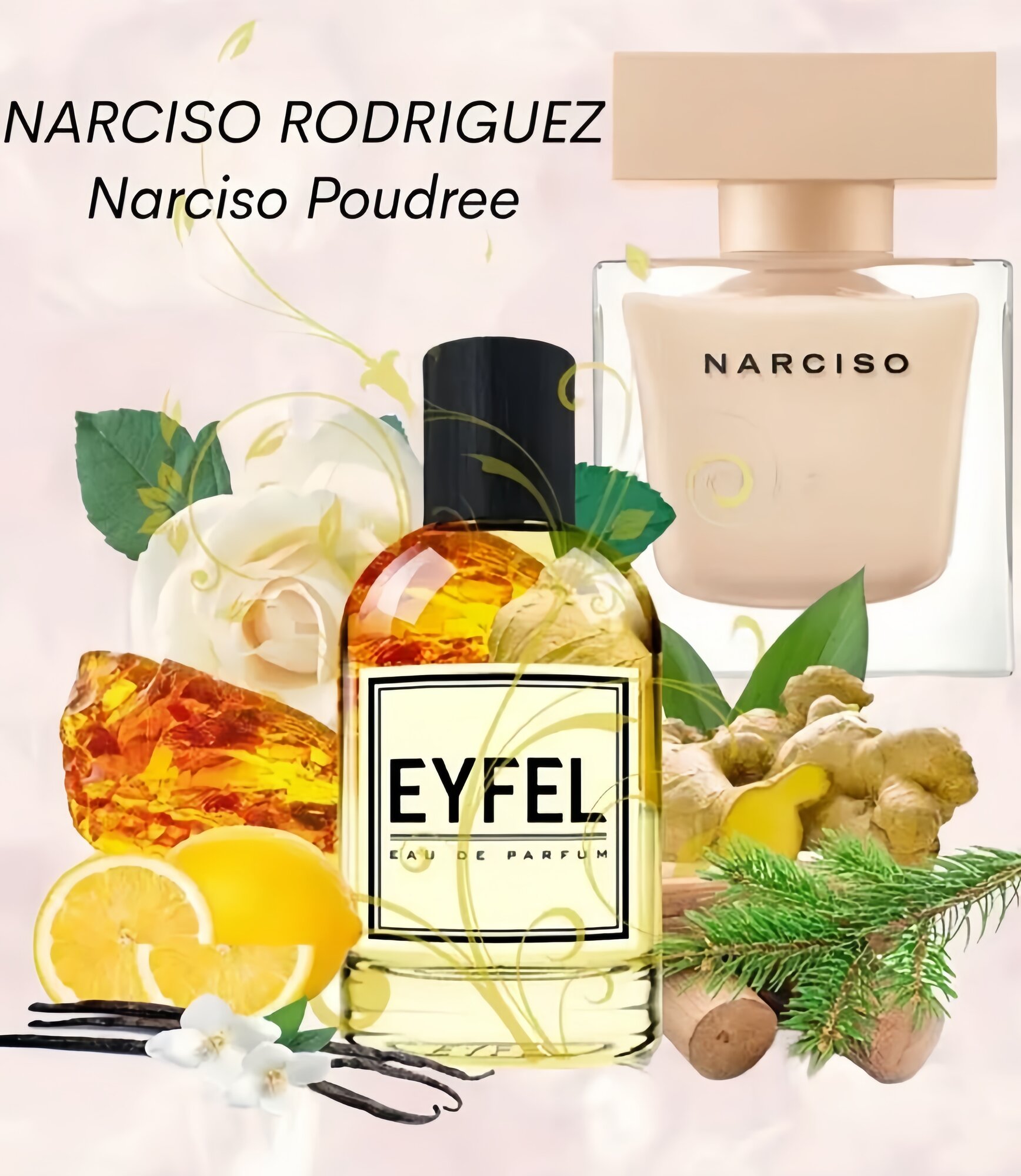 Духи женские EYFEL W141 Poudree, древесные цветочные мускусные, 50 мл