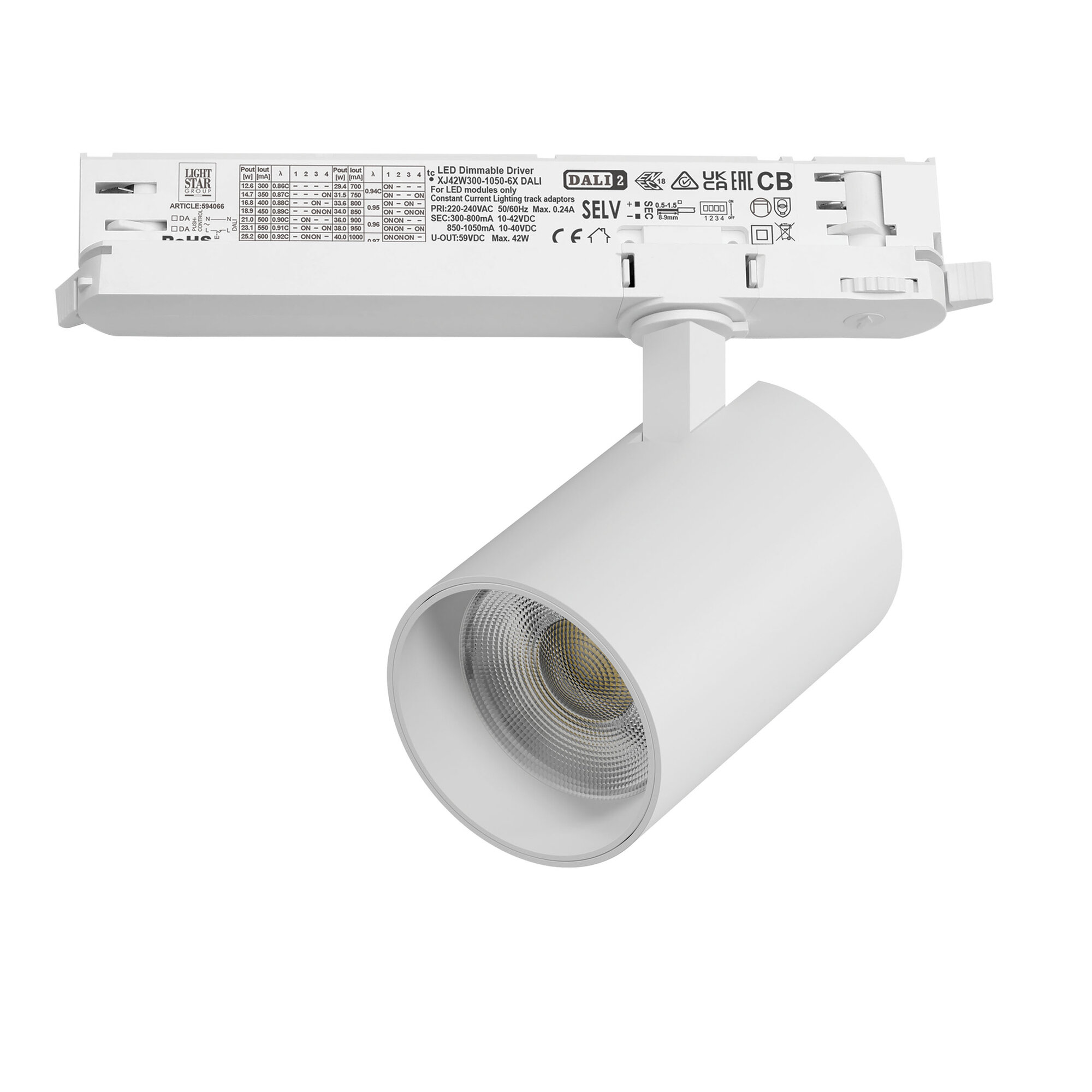 Светильник для трековой системы Quattro LED 30W с управлением DALI Alta Base Lightstar A5346DALI
