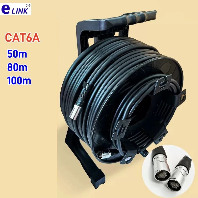 Кабель CAT6A с двойным экраном SFTP для выступлений на сцене, сверхгибкий, устойчивый к низким температурам, цифровой Ethernet категории 6, AES50, with drum 80m