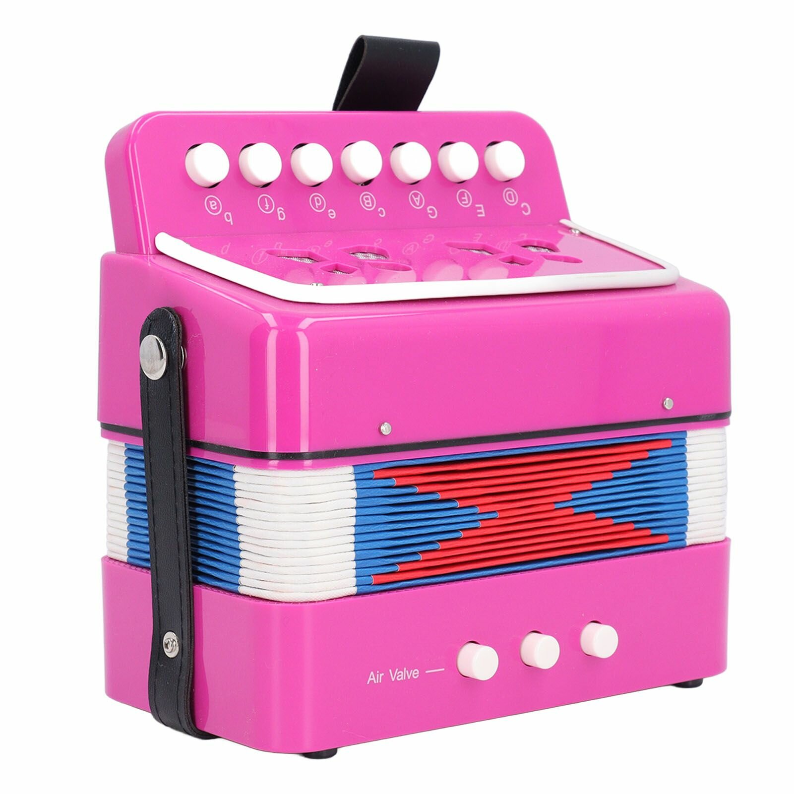 Детский аккордеон с 7 клавишами, кнопочный, музыкальная игрушка (розово-красный)