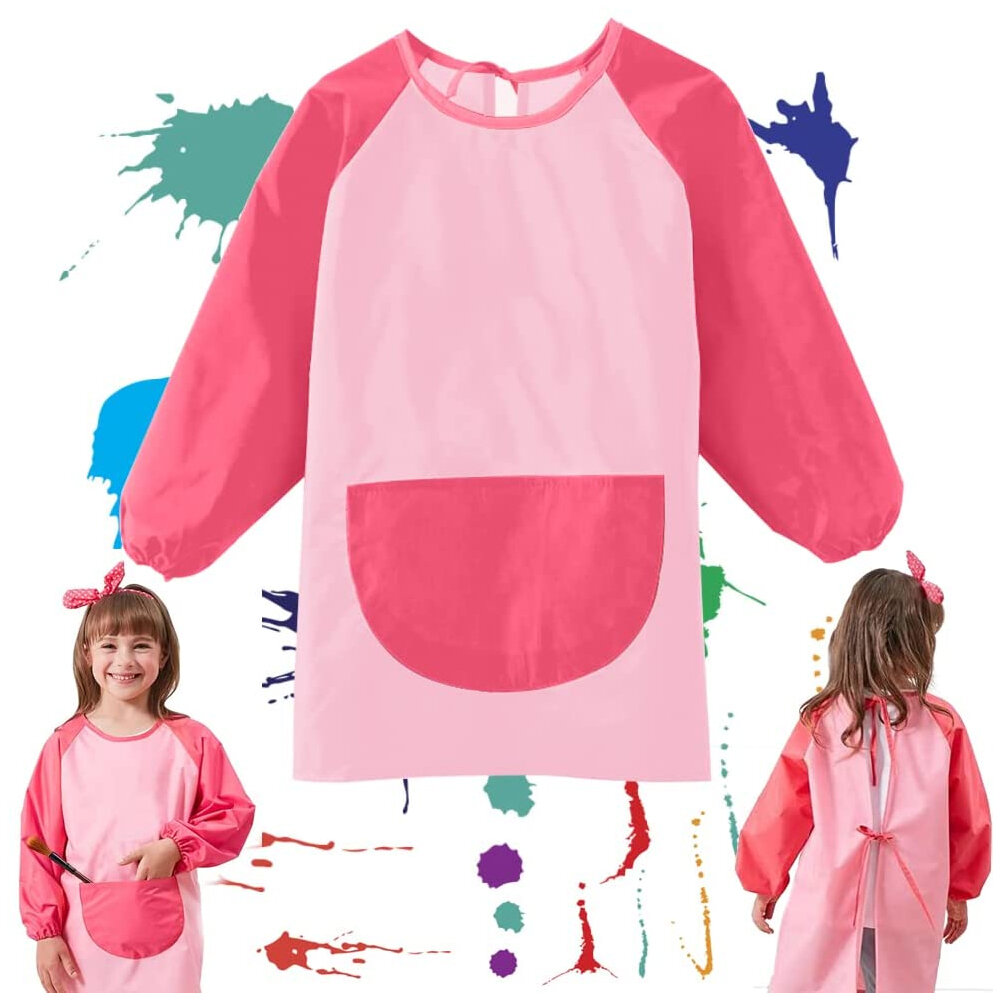 Детский халат для рисования, детский халат с длинным рукавом, водонепроницаемый антижировой детский фартук, детский халат и фартук с карманами для рисования