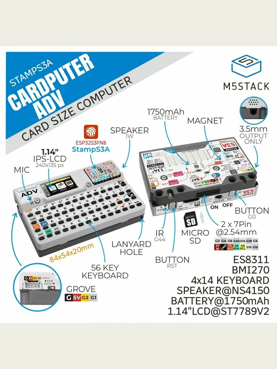 M5Stack CardputerADVStamp S3 esp32 модуль датчика