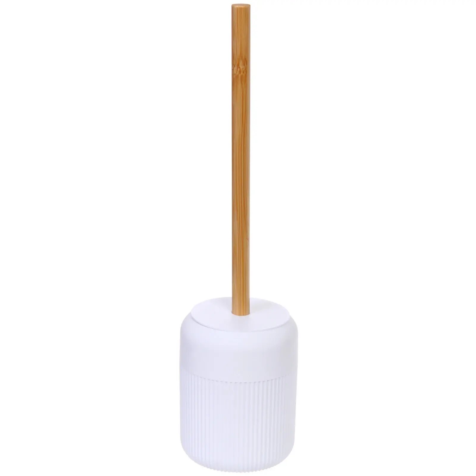 Ерш с закрытой подставкой «Рапсодия» 40 см, белый, пластик и бамбук для чистоты и гигиены